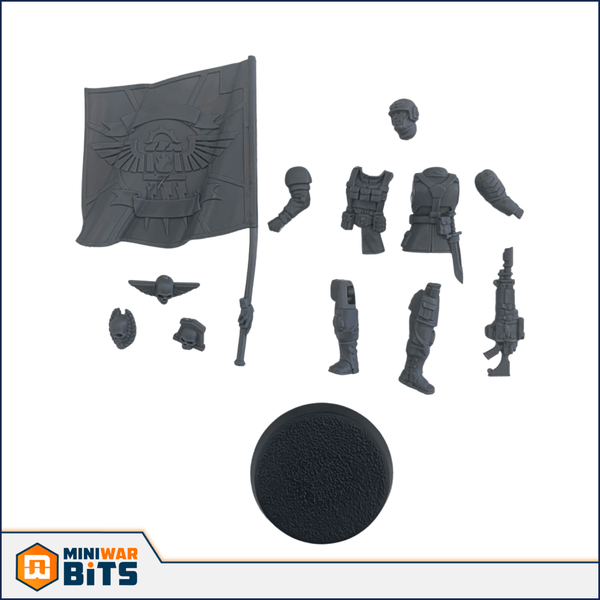 Cadian Command Regimental Standard Bearer Single Figure - MiniWar Bits