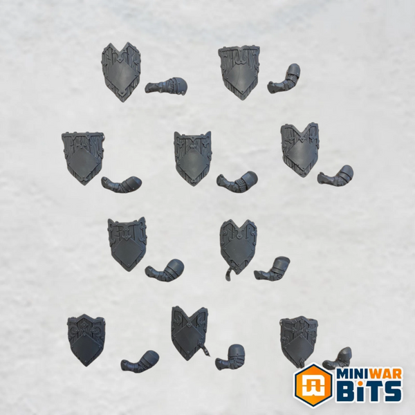 Freeguild Steelhelm Shield & Arm Bits - MiniWar Bits