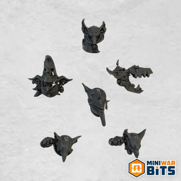 Thunder Valley Greenskins Goblin Brusier Head Bits - MiniWar Bits