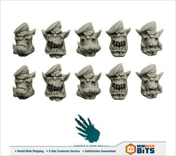 "Green Berets" Orcs Heads Bits - MiniWar Bits