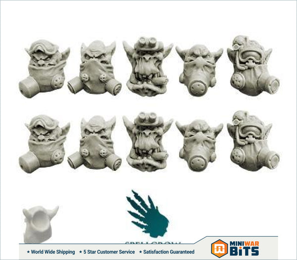 Orcs Heads in Gas Masks Bits - MiniWar Bits