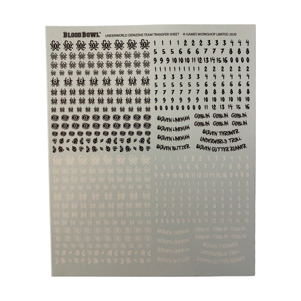 Underworld Denizens Team Decal Transfer Sheet - MiniWar Bits