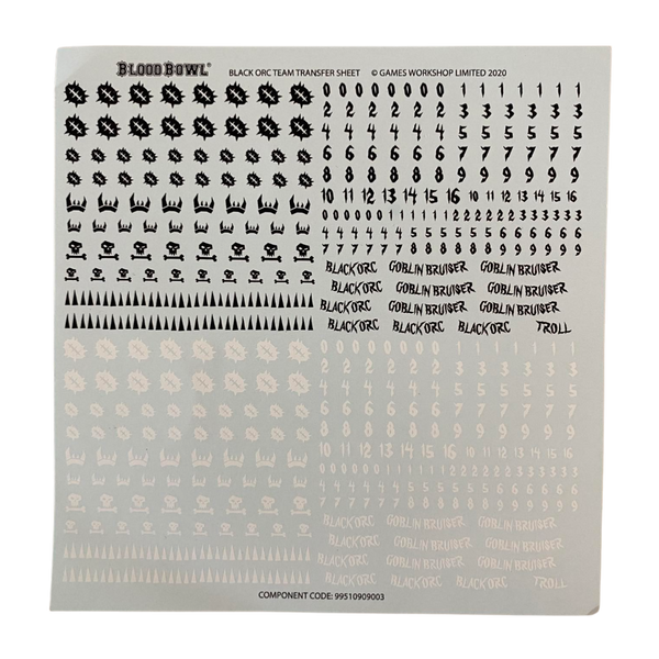 Black Orc Team Decal Transfer Sheet - MiniWar Bits