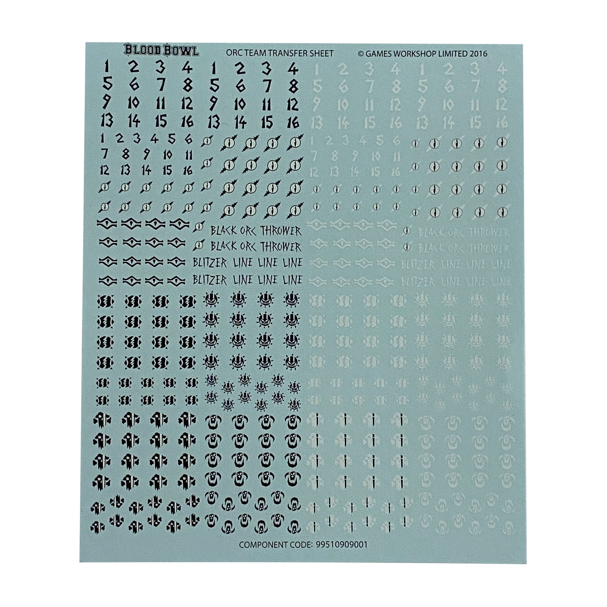 Orc Blood Bowl Team Decal Transfer Sheet - MiniWar Bits