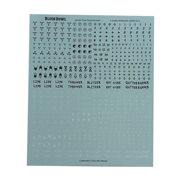 Skaven Blood Bowl Team Decal Transfer Sheet - MiniWar Bits