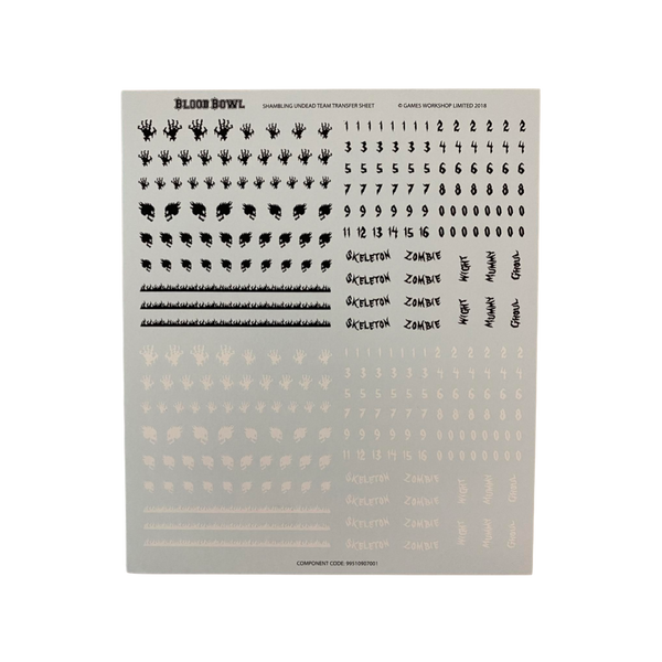 Shambling Undead Team Decal Transfer Sheet - MiniWar Bits