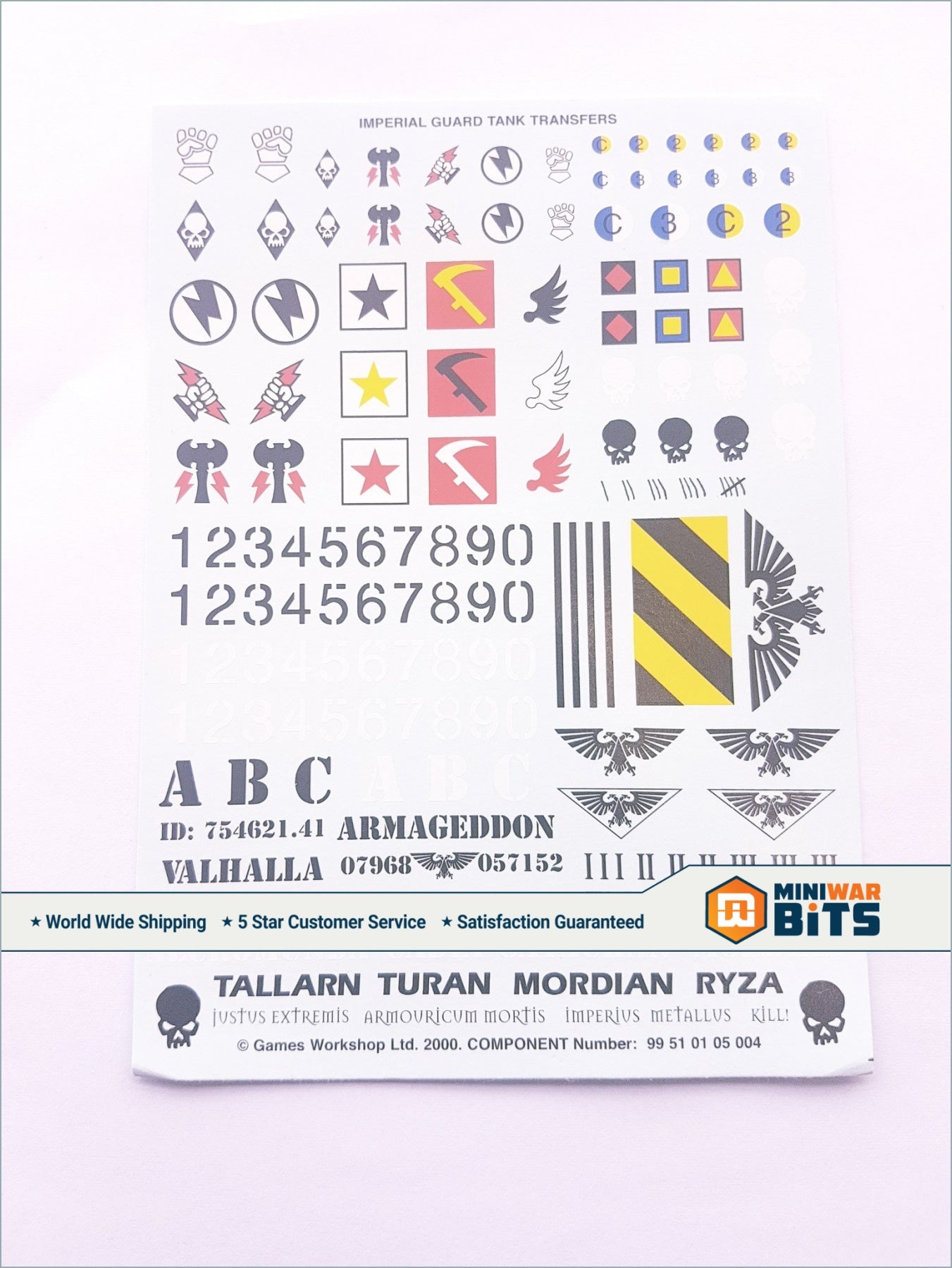 Cadian Tank Decal Transfer Sheet - MiniWar Bits