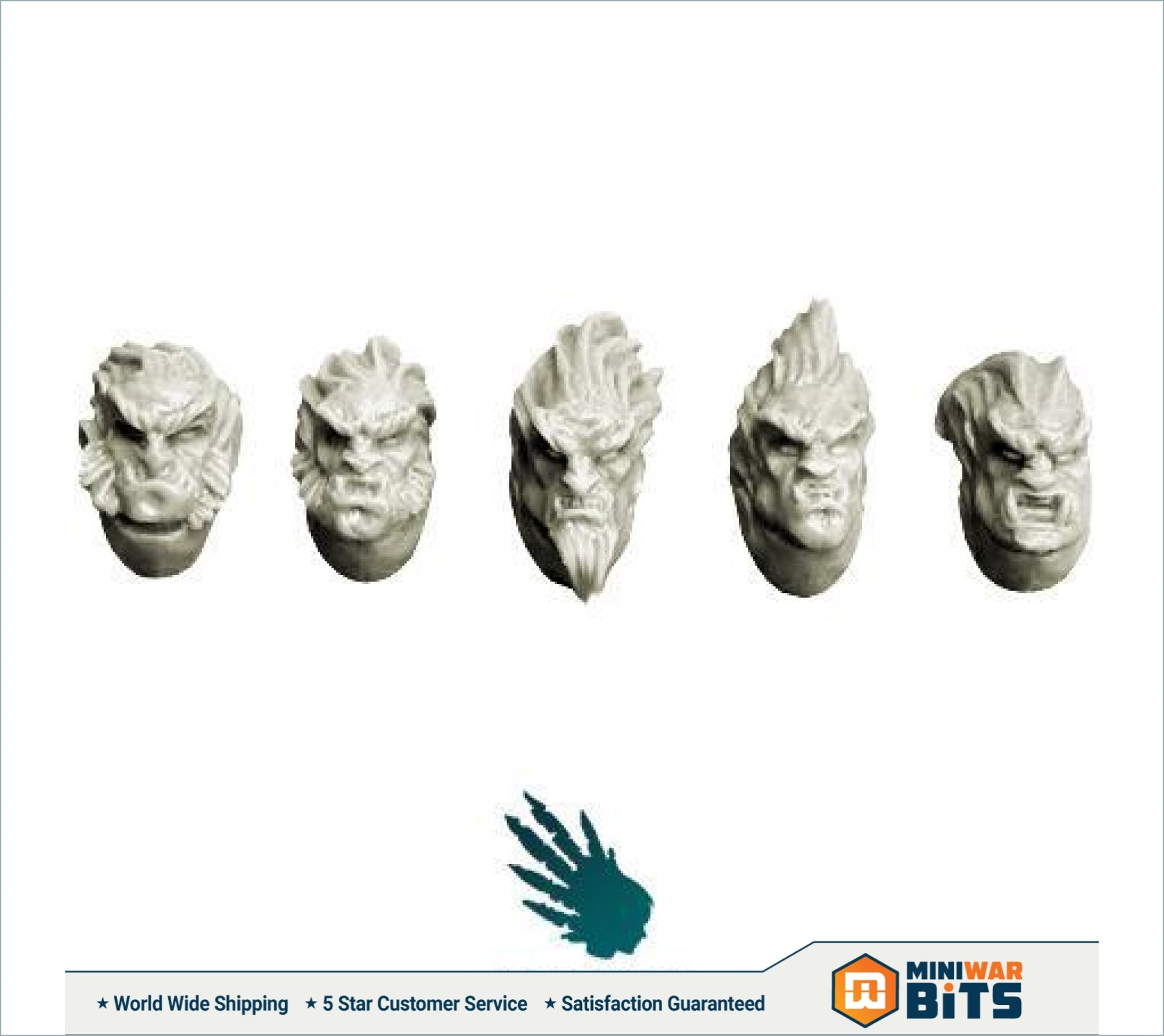 Feral Wolves Space Knights Heads Bits - MiniWar Bits