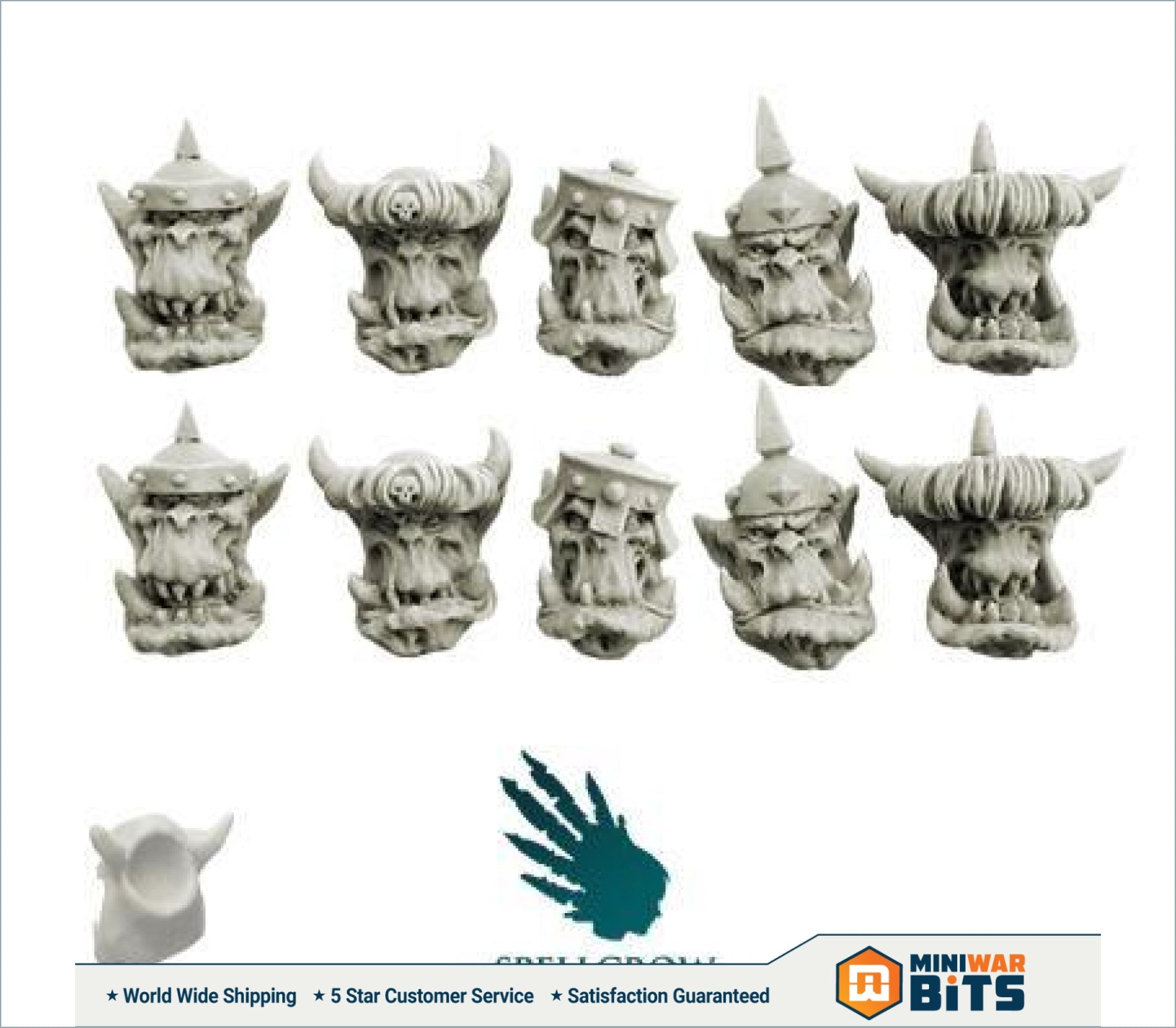 Orcs Armoured Heads Bits - MiniWar Bits