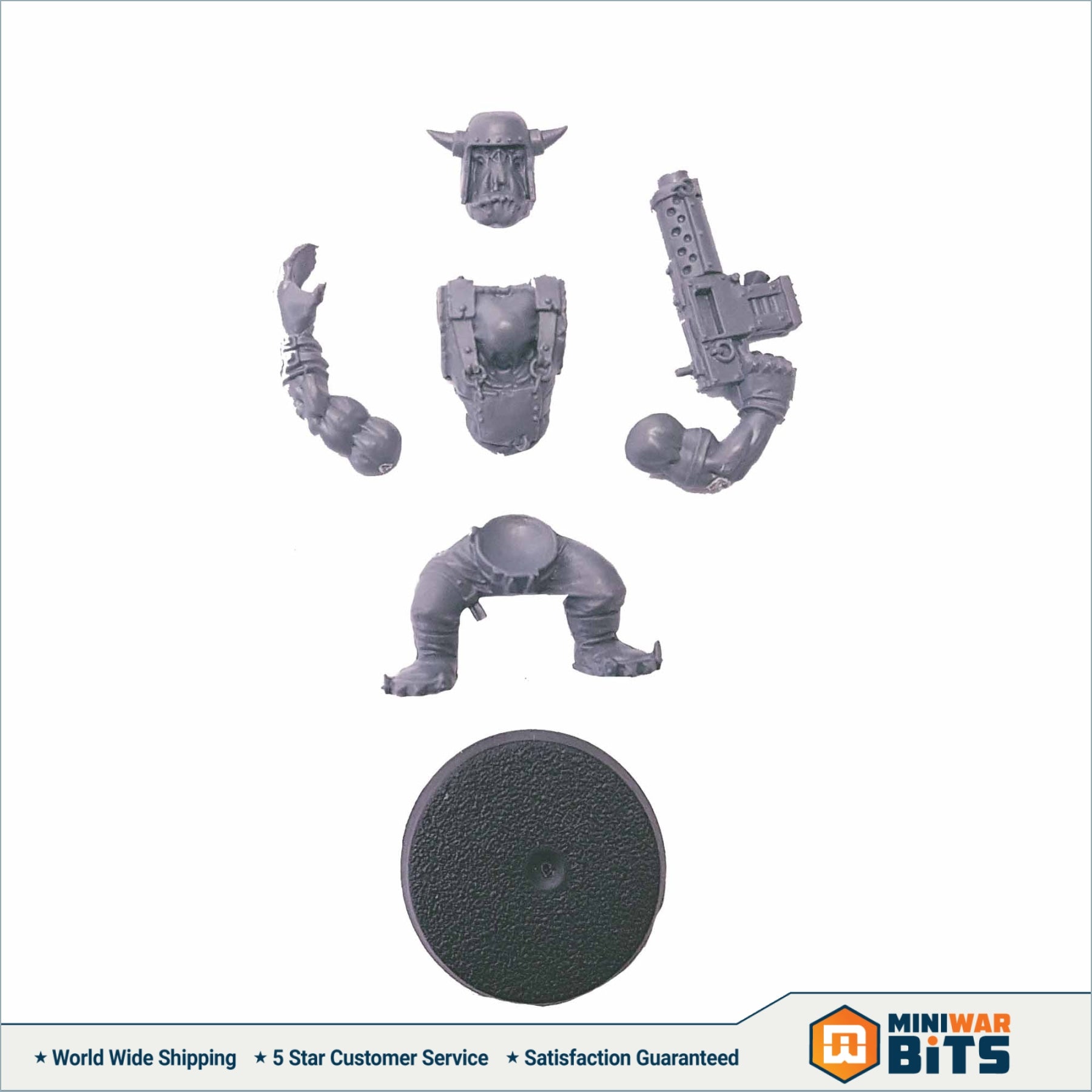 Ork Boyz Shoota Single Model Figure w/ Base Bits - MiniWar Bits