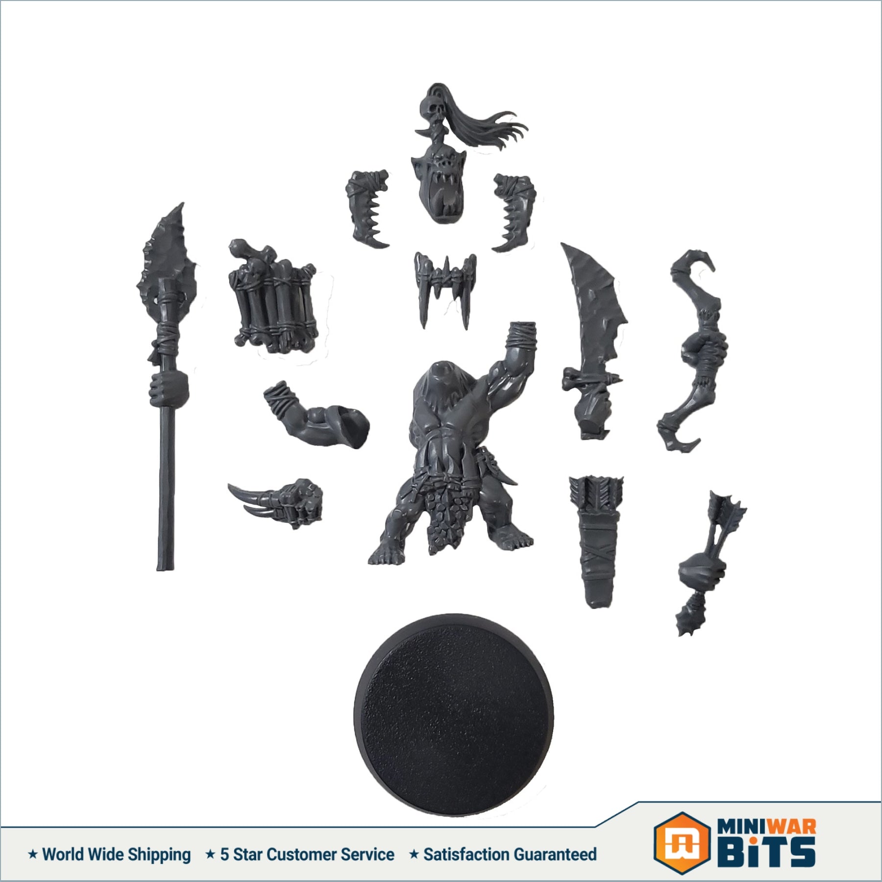 Savage Orruk Boss Single Figure with Weapon Options - MiniWar Bits