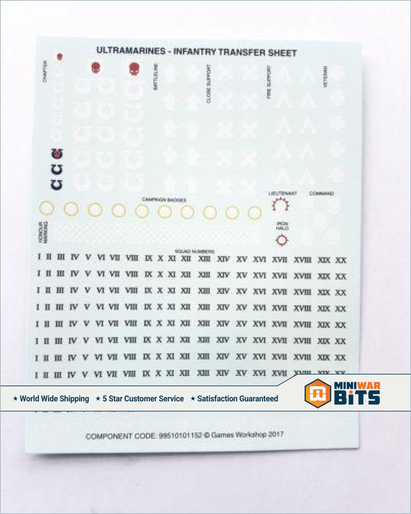 Space Marine Ultramarine Transfer Decal - Warhammer 40k Adeptus Astart ...