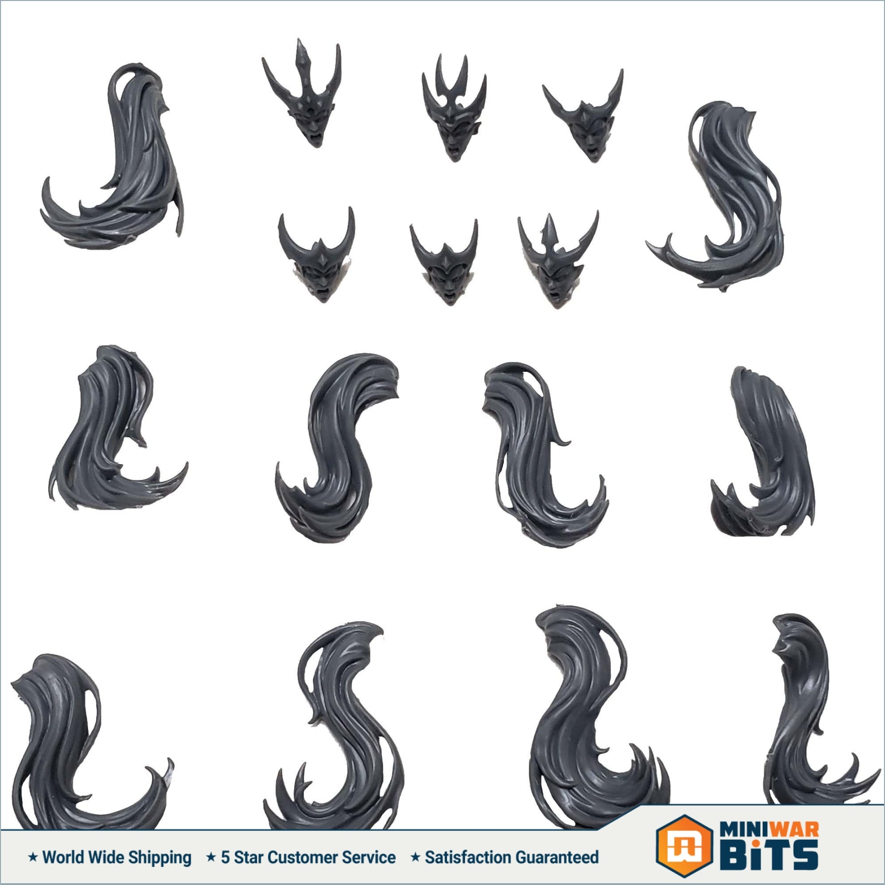 Witch Aelves Head & Hair Bits - MiniWar Bits